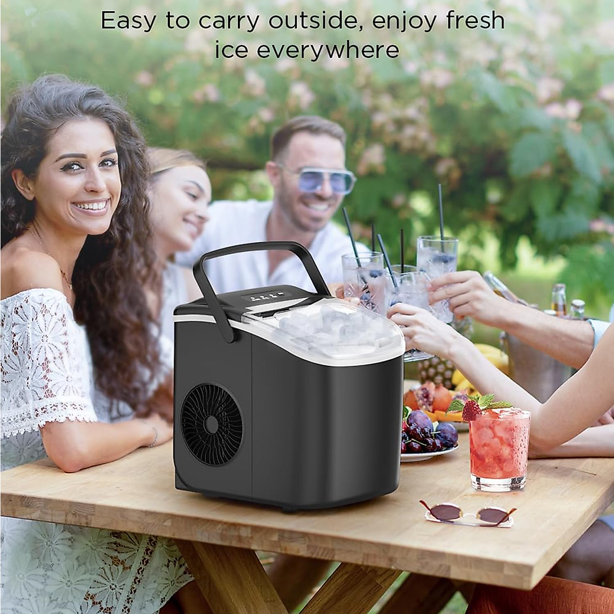 Ice Makers Countertop,9 Cubes Ready in 6 Mins,26lbs of Bullet-Shaped Ice in 24Hrs,Self-Cleaning Ice Machine with Ice Shovel and Basket,Portable Ice Maker Machine for Home Kitchen Office Bar Party