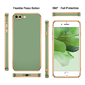 BENTOBEN iPhone 8 Plus Case, Phone Case iPhone 7 Plus, Slim Thin Shockproof Protection Kickstand Drop Protective Bumper Girls Women Boy Men iPhone 8 Plus/iPhone 7 Plus 5.5 Cover, Light Green Design