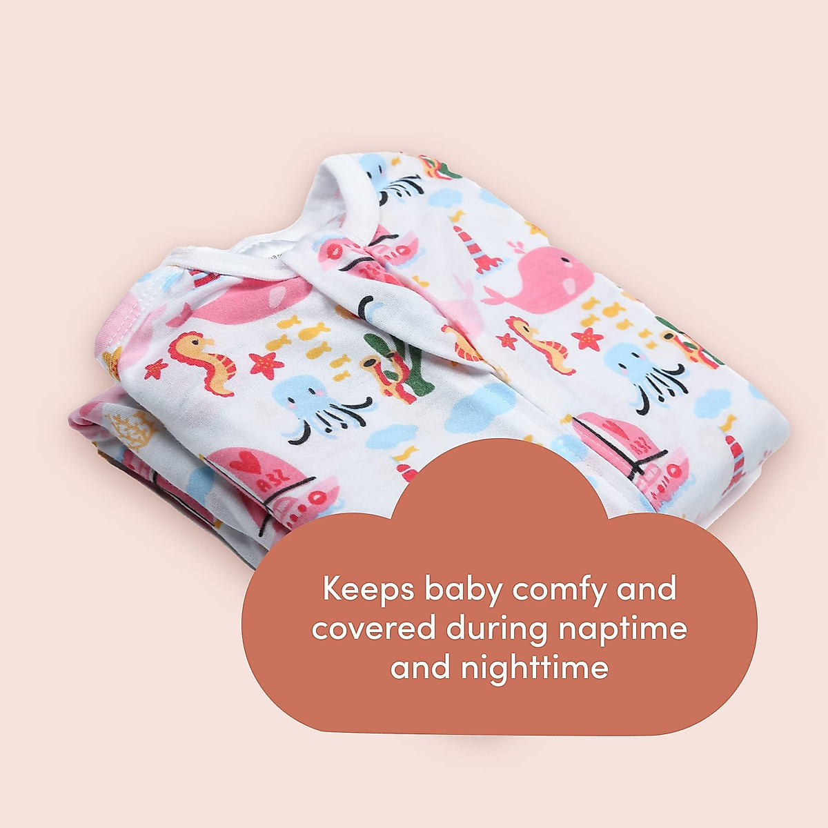 SleepingBaby Zipadee-Zip Baby Swaddling Blanket 4-8 Months - Transition Swaddle with Zipper Convenience - Nautical Girl, S