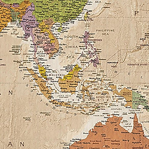 Close Up World map XXL Poster Vintage 2018- MAPS in Minutes® (55"x39")