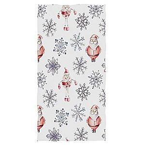 Wamika Winter Snowflakes Snowman Hand Towels Christmas Santa Claus Face Towel Soft Guest Towel Portable Kitchen Tea Towels Washcloths Bathroom Decor Housewarming Gifts 16" X 30"