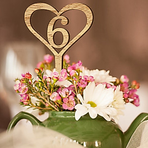 YOYOBALL8 1-10 Table Number Card Wooden Wedding Table Card Flower Seat Number Card from 1 to 10 Decoration Digital Topper,10Pcs