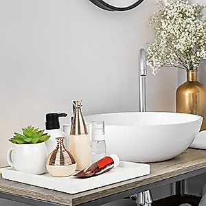 JURUIYUAN Dressing Table Tray Decoration Cosmetic Storage Box Square Resin and Natural Crystal Sand Synthetic one-Piece Imitation Marble 100 Handmade Bathroom Tray (白色)