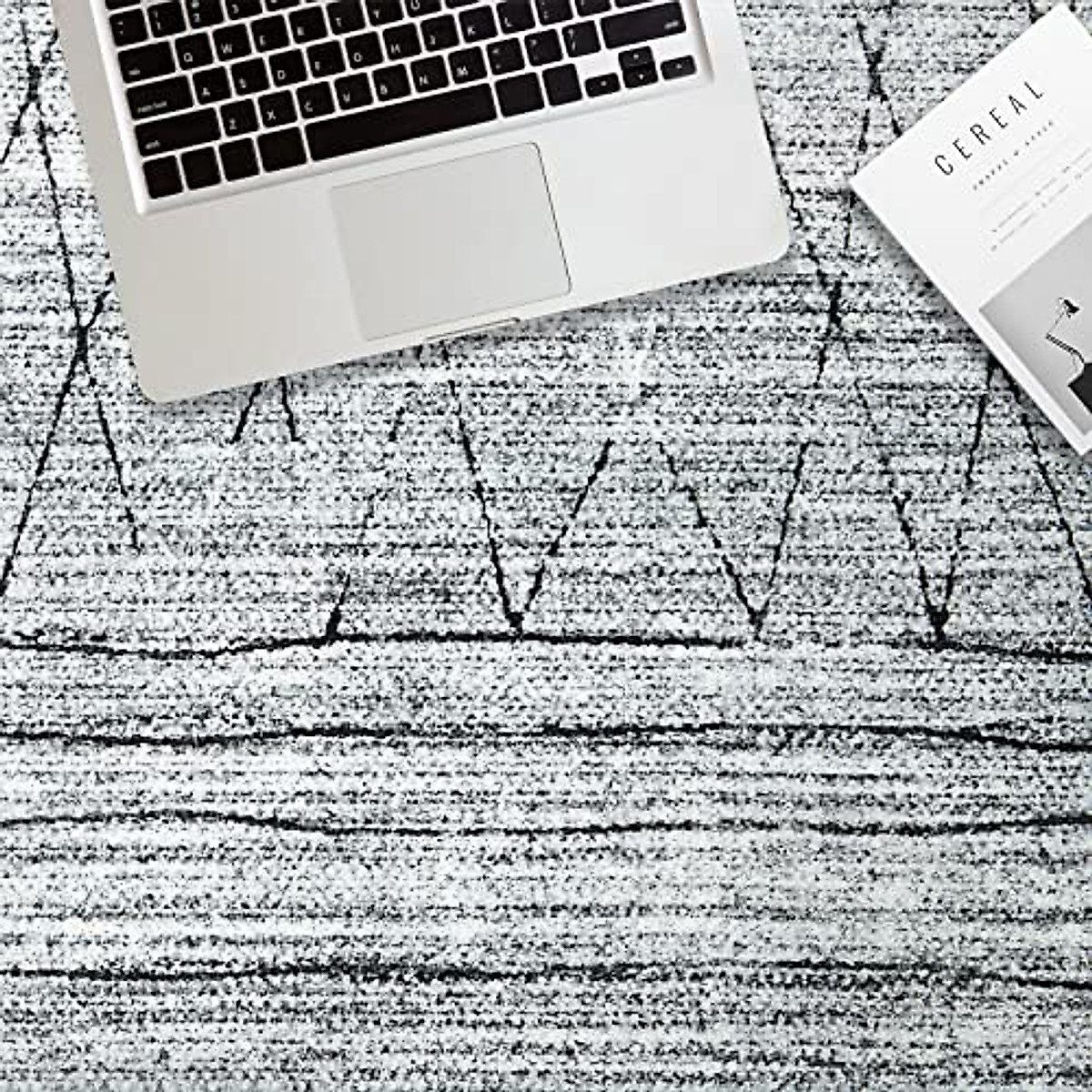 ROYHOME Area Rug Vintage Diamond Runner Rug Abstract Geometric Entryway Rug Washable Non-Slip Distressed Bedroom Mat Indoor Entrance Carpet for Living Room Kitchen, Grey, 2' x 6'