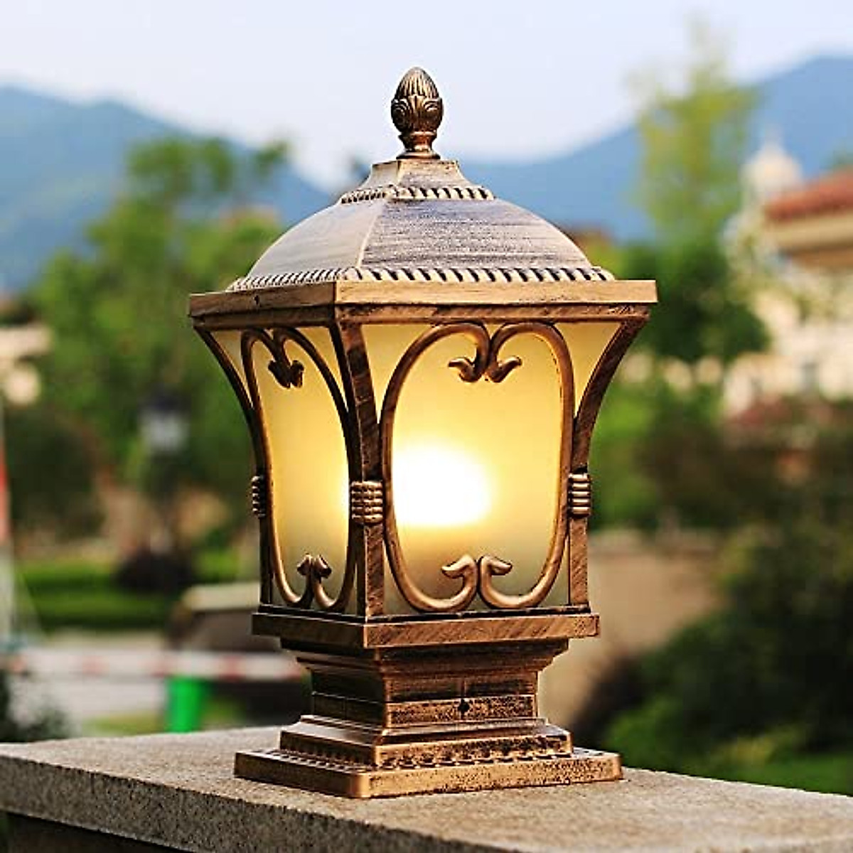 MODEBHD Continental Waterproof Table Lamp Column Lamp Square Glass Courtyard Gate Lights Bollard Lamp Street Post Light Garden Villa Outdoor Lights E27 Decoration Lighting Landscape Lantern