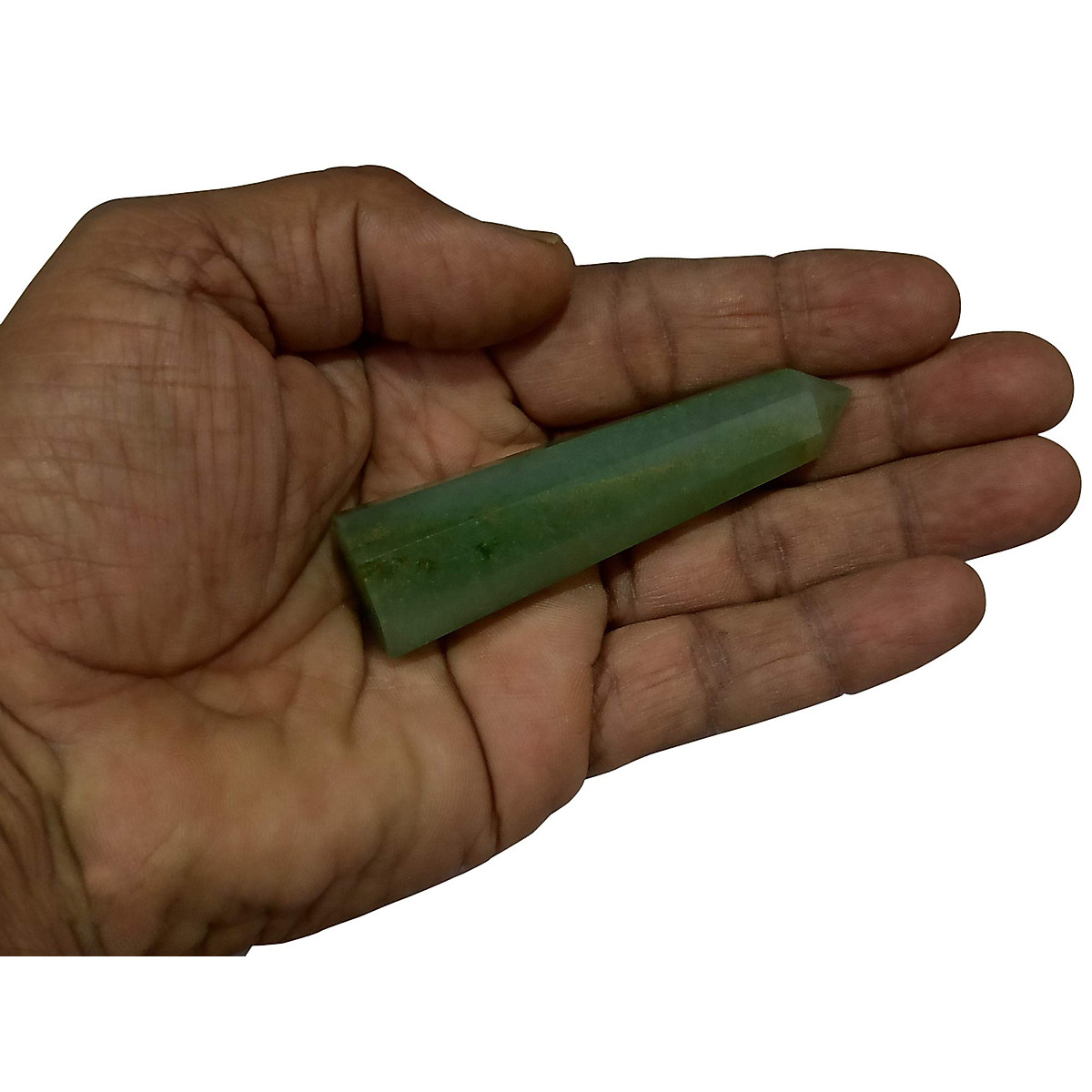 WholesaleGemShop 3 Inch Green Aventurine Gemstones Obelisk Tower Jumbo Facet Aura Rock Crystal Natural Polished Earth Wand Spirit