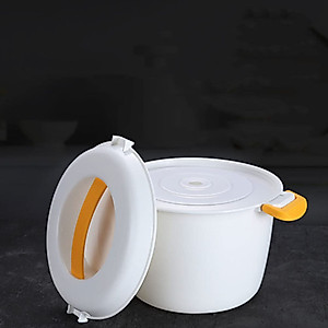 Microwave Cooker Microwave Rice Cooker Rice Steamer: Round Microwave Food Container Microwaveable Rice Pasta Cooker Includes Spoons Microwave Rice Steamers for Rice Chicken Pasta 2L Soup (Color : Yel