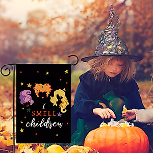 Witch Garden flag for Halloween Burlap House Yard Flag 12x18 Inch Funny Garden Decoration Double Sided Halloween Sign Decoration Outdoor Outside (It's Hocus Pocus Time Witches)