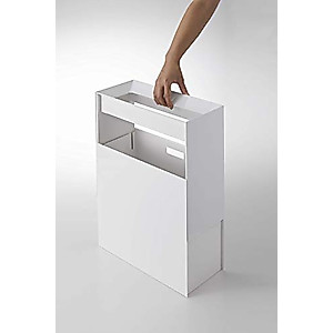 Yamazaki Home Modern Garbage Waste Basket with Handle | Plastic | Trash Can, One Size, White