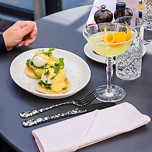 Stapava 48-Piece Black Silverware Set with Steak Knives for 8, Stainless Steel Flatware Set, Mirror Polished Cutlery Utensils Set, Include Knives Forks Spoons Set, Dishwasher Safe