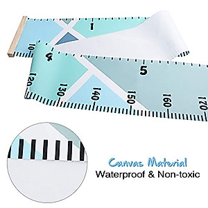 Growth Charts for Kids, Harebe Removable Canvas Wall Hanging Growth Height Chart for Home Decoration, Ruler Wall Decor for Kids, Child Boy Girl - Macaron Blue