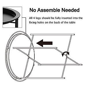 VECELO Side/End Table, Folding Round Metal Anti-Rust and Waterproof Outdoor or Indoor Tray for Living Room Bedroom Balcony and Office, 2 PCS, Black