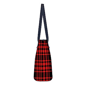 Tartan Plaid Women's Tote Bag PU Leather Shoulder Bag Handbags Purse For Work Shopping Travel