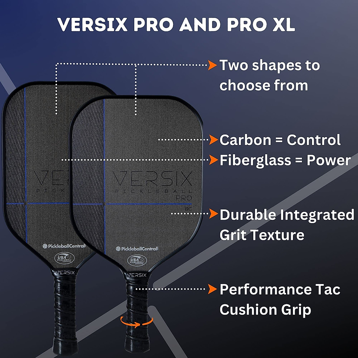 VERSIX Pro 6F Power Textured Fiberglass Pickleball Paddle, Widebody Shape, Fiberglass Composite Face, Weight 7.8 – 8.2oz.(Midweight), 15mm Thick Polypropylene Core, 4 1/8" Grip (Small Grip)