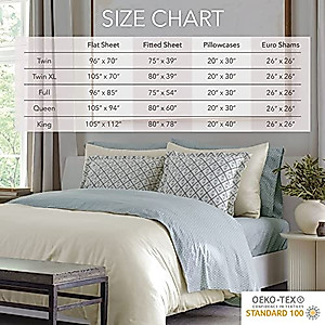 Nate Home mDesign by Nate Berkus 200TC 5-Piece Cotton Percale Sheet Set | from mDesign - Full Size - 1 Flat Sheet/1 Fitted Sheet/2 Standard Pillowcases/1 Accent Pillow, Limestone/Parchment