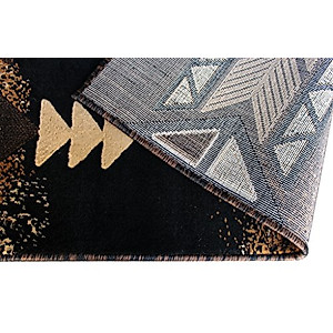 South West Native American Area Rug 5 Feet X 7 Feet Black Design C318