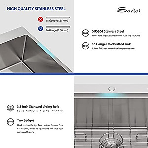 25 Drop Laundry Sink Workstation - Sarlai 25x22 Kitchen Sink Stainless Steel 16 Gauge Top Mount Drop In Overmount Deep Single Bowl Laundry Utility Sink Basin