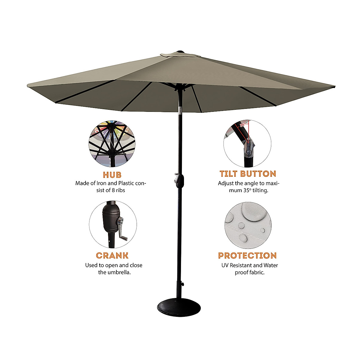 BANNER BUZZ MAKE IT VISIBLE BannerBuzz, Solid Market Umbrella, Topper & Hardware, Tent Fabric, 270 GSM, Dye Sublimation Printing Available in Octagon Shape (Beige)