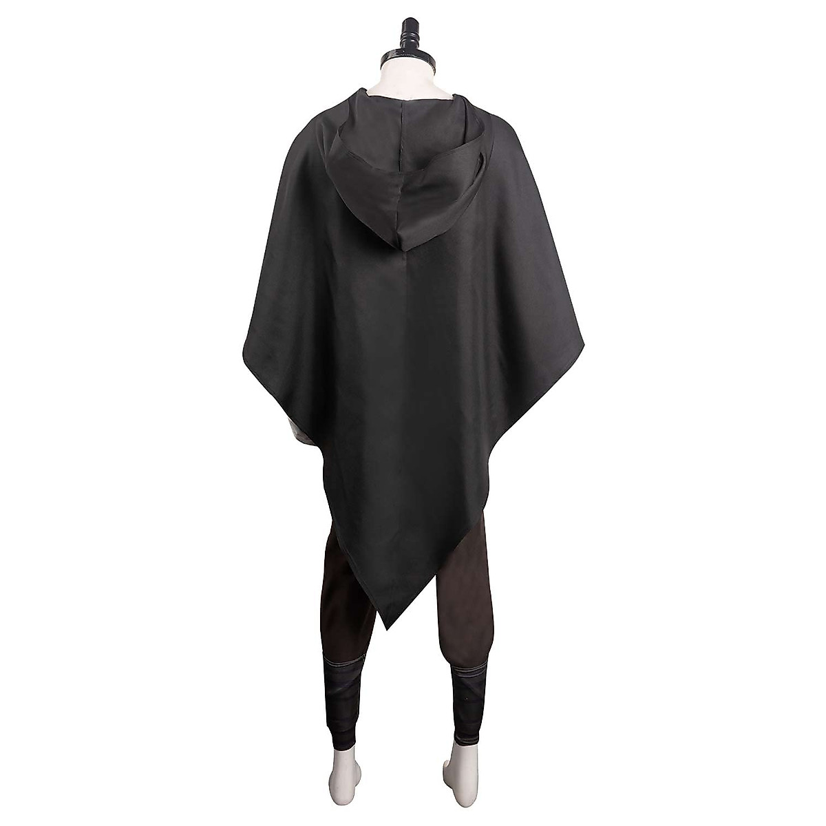 Cekalue Men's Death Wolf Costume Cat in Boots Cosplay Pants Cape Wrist Guard Leg Cover Black Hooded Cloak Halloween
