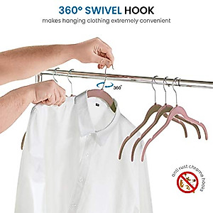 Premium Velvet Shirt Hangers (50 Pack) Non Slip Clothes Hangers, Ultra Slim Hangers Gain 50% Closet Space, 360° Swivel Hook, Clothes Hangers for Tops, Dress Shirts, Blouses, Strappy Dresses, Delicates