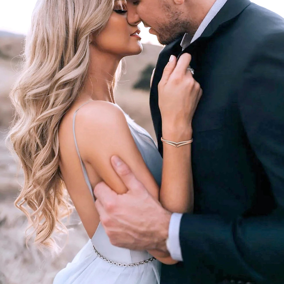 Praelinos Minimalistic Bracelets for Womens 18K Rose Gold Plated Charm Bracelet with 5A Cubic Zirconia Jewelry Birthday Gift for Mom Women Girlfriend Wife Girls Her