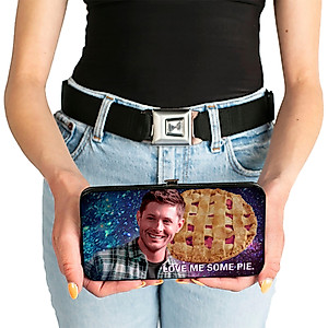 Buckle-Down unisex adults Buckle-down Hinge - Dean Smiling/Pie Galaxy Blue-purple Fade + Supernatural Black/White Wallet, Multicolor, 7 x 4 US