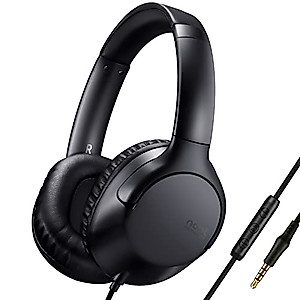 noot products A319 Over The Ear Wired Headphones with Volume Control, Microphone, Adjustable Headband and 3.5mm Audiojack Headphones for School (Black)