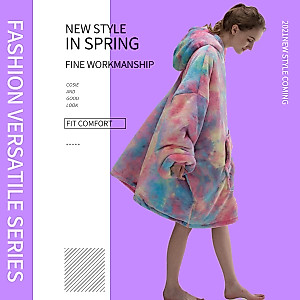 COSUSKET Adult Hoodie Wearable Blanket, Tie Dye Super Cozy Warm and Oversized Sherpa Blanket Hooded for Women