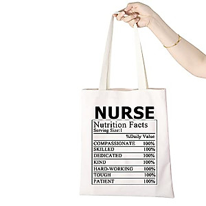 WCGXKO Nurse Nutrition Facts Nurse Life Tote Bag Gift For Nursing Student RN LPN CNA BSN CMA LVN (NURSE tote)