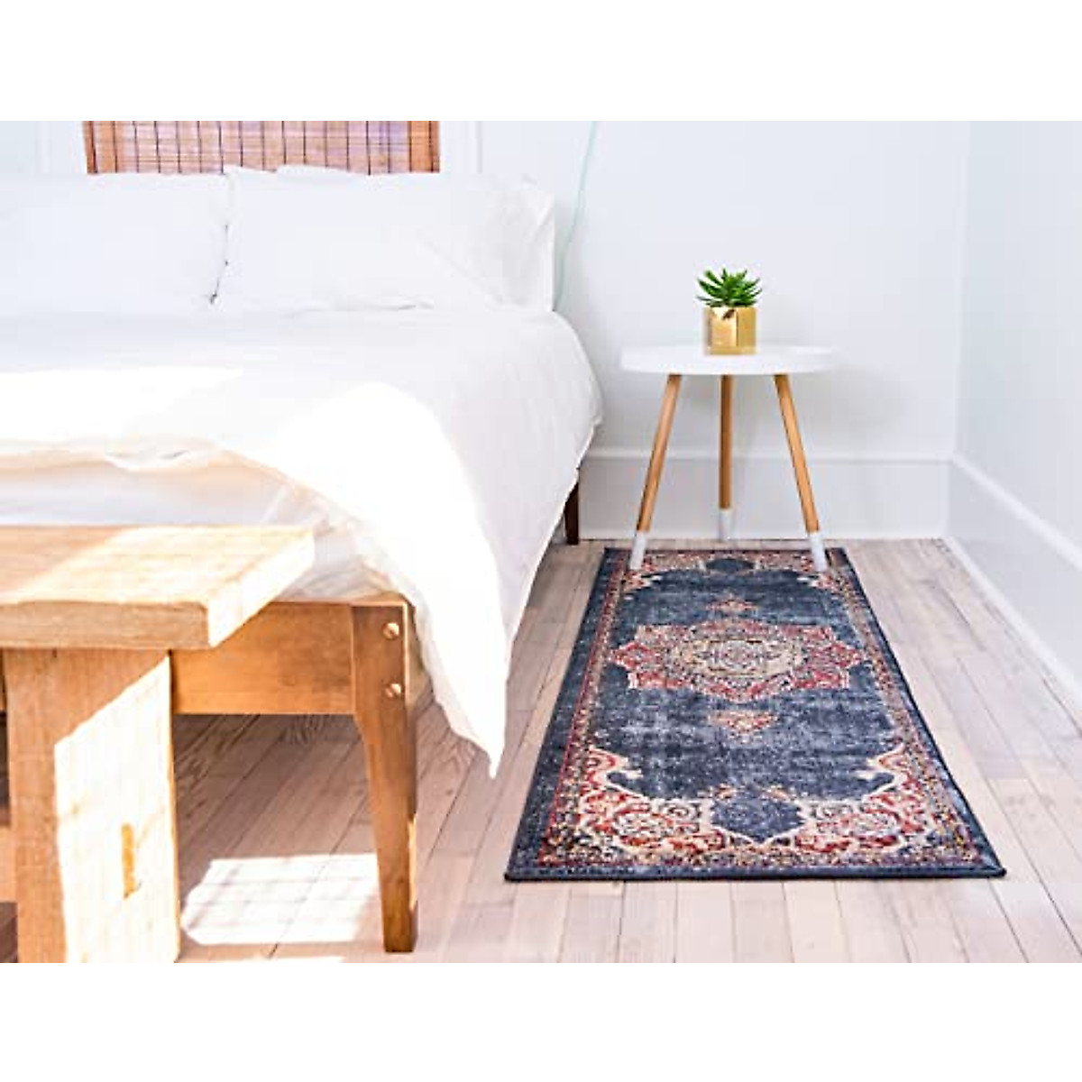 Unique Loom Utopia Collection Traditional Classic Vintage Inspired Area Rug with Warm Hues, 2' x 6' 1" Runner, Dark Blue/Beige