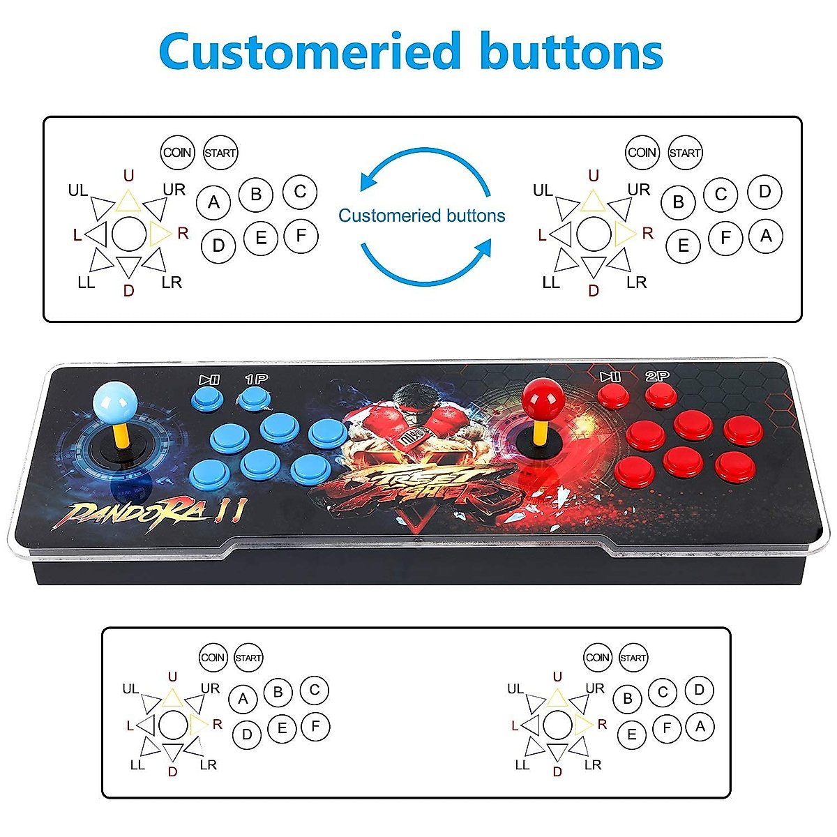 Pandora Treasure 3D Arcade Game Console - 30000 Games Installed, Search Games, Support 3D Games, 1280x720P, Favorite List, 4 Players Online Game, 2 Player Game Controls