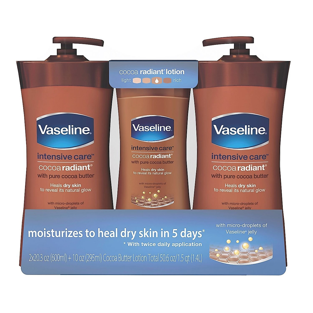 Vaseline Intensive Care Cocoa Butter Lotion, Cocoa Radiant (20.3 oz., 2 pk. + 10 oz.)