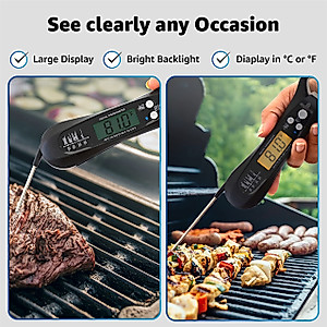 Genesis IMPEX Instant Read Meat Thermometer for Grill & Cooking, Digital Waterproof Kitchen Food Thermometer, Ultra Fast with Backlight Calibration, Foldable Probe Deep Fry, BBQ, and Roast Turkey