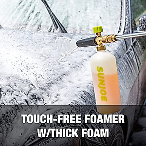 Sun Joe SPX-FC34-MXT Foam Cannon for SPX Series Electric Pressure Washers, 34 Oz, 1/4" Quick Connector, 5 Quick Connect Nozzle Tips, Fits Most Pressure Washers