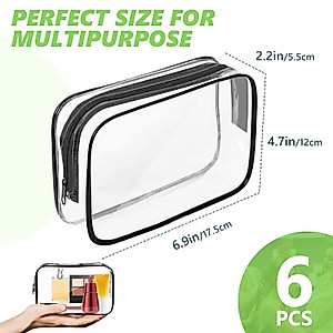 AURUZA 6 PACK Clear Toiletry Bag, TSA Approved Cosmetic Makeup Bags Set, Portable Travel Makeup Bags Zipper PVC Cosmetic Pouch Airport Airline for Travel, Bathroom