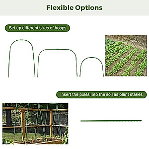 BEAMNOVA Garden Netting Mesh Greenhouse Hoops for Raised Beds Row Cover Barrier Support Frame Cover Climbing Plants Stakes with Clips for Outdoor Vegetable Tomato Vines DIY
