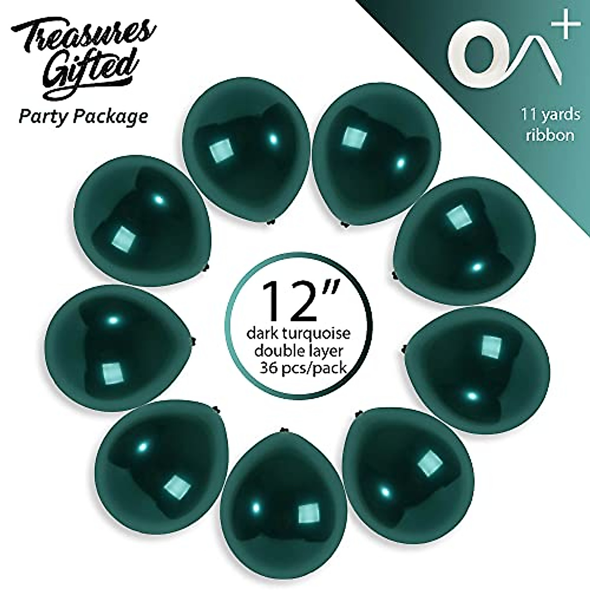 Treasures Gifted Fall Balloons Dark Teal Double Stuffed Balloons - Dark Emerald Green Layer Balloons 12 Inch Hunter Green Balloons - Dark Forest Green Balloons 36 Pack Autumn Party Decorations