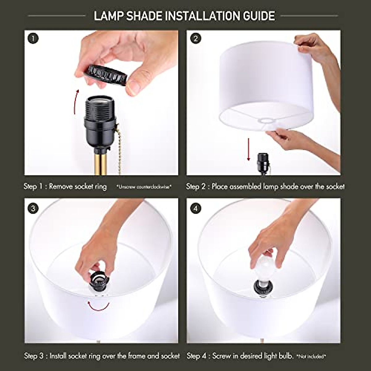 O’Bright Ted - Drum Shade Standing Lamp, Pull Chain Switch, E26 Socket, Modern Minimalist Design, Simple Floor Lamp for Living Room, Bedroom, Office, Antique Brass