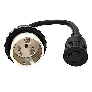 Parkworld 886283 Marine Shore Power 50A SS2-50 Plug Male to Generator Locking 30A L14-30 Receptacle Female