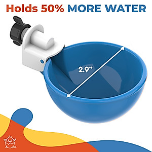 Lil Clucker - Blue Large Automatic Chicken Waterer Cups Suitable for Ducks, Geese, Turkeys, and Bunny Rabbit - Water Feeder Kit - Poultry Waterer - Pack of 5