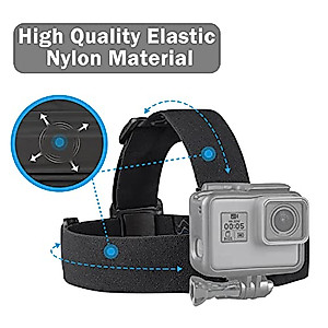 Haoyou Head Strap Mount with Storage Bag, Compatible with Gopro Hero 11/10/9/8/7/6/5/4/3+/3/Session/Hero 2018/Akaso/DJI Osmo and More Action Cameras