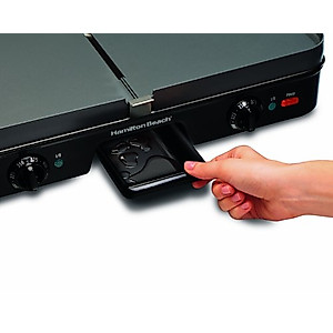 Hamilton Beach 3-in-1 Electric Indoor Grill + Griddle, 8-Serving, Reversible Nonstick Plates, 2 Cooking Zones with Adjustable Temperature (38546), Black