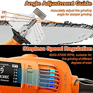 Electric Chainsaw Sharpener Kit, 3 in 1 Chain Saw Sharpener 180w, 5 Speed Craftsman Chainsaw Sharpener with Sharpening Wheels/Stones Set, Handheld Universal Chainsaw Teeth Sharpener Grinder Tool