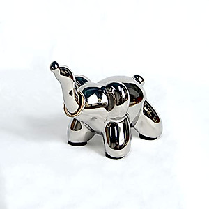 CEIERPH Silver Balloon Elephant Statue Figurine, Small Home Decor Animal Sculpture Accent for Shelves and Table, Gift for Birthday Wedding Christmas Valentine