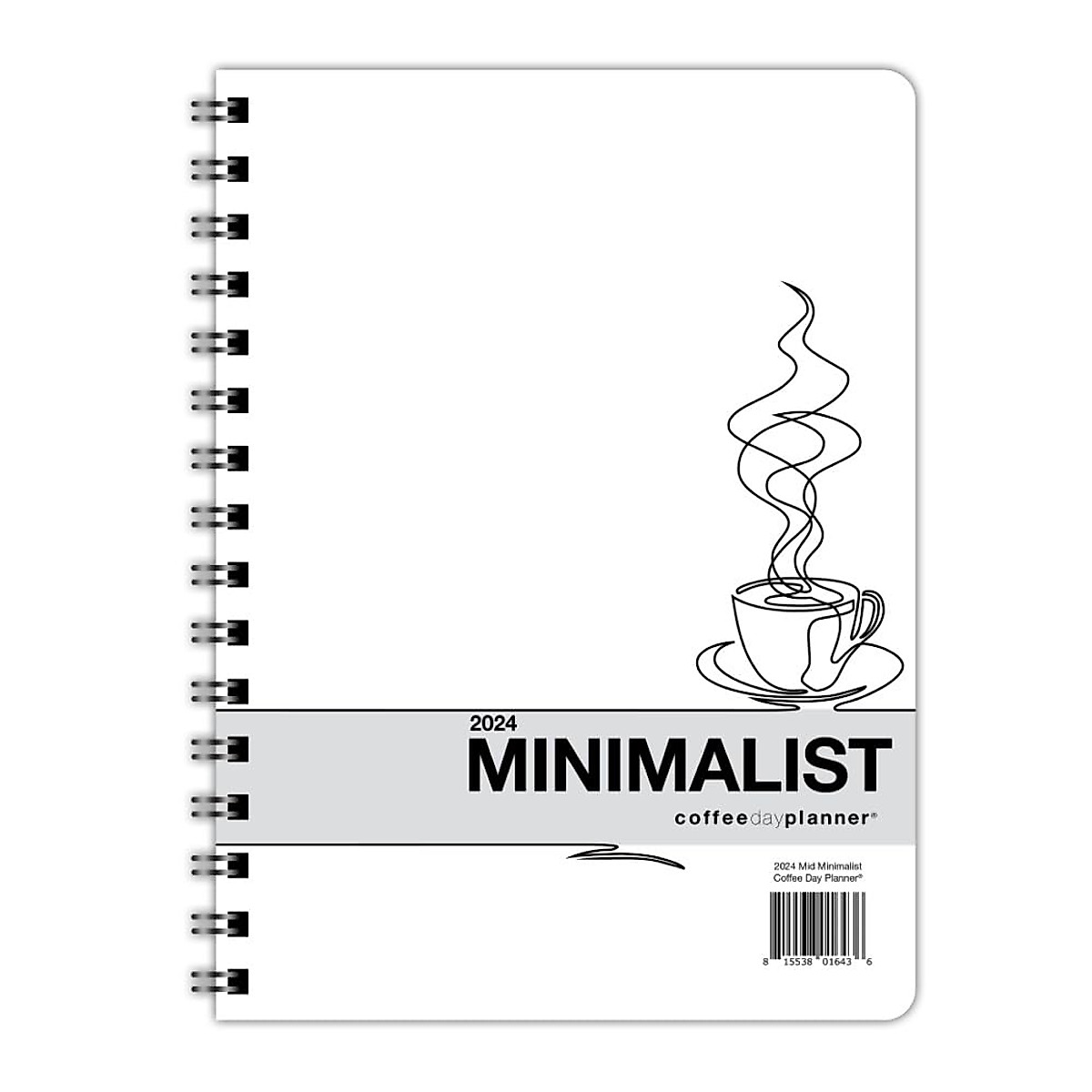 Dated Minimalist DayPlanner - 12 Monthly Calendar Overview, to-do Lists, Weekly and Daily Planning (6.625 by 9 inches), 2024 Coffee Minimalist