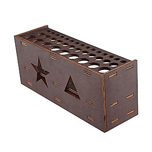 Pen Holder Rack, Paint Brush Holder, Makeup Brush Storage Display Artist Brush Organizer for Sketch, 24cmx7.5cmx10cm, Dark Wood