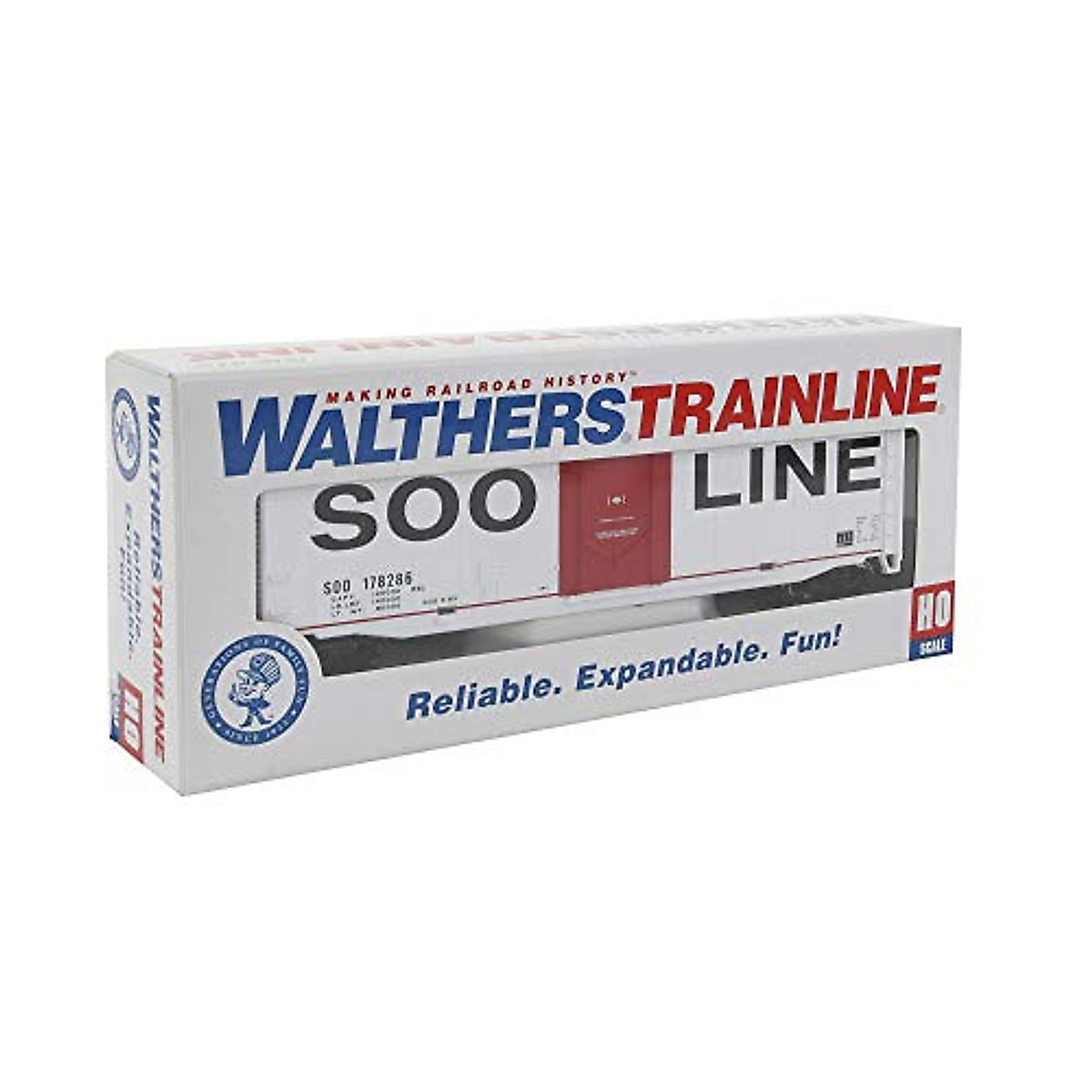 Walthers Trainline HO Scale Model 50' Plug-Door Boxcar with Metal Wheels Soo Line
