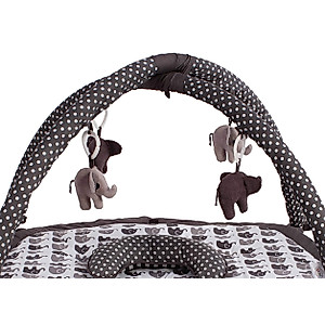 Bacati Elephants Unisex Activity Gym with Mat, Grey