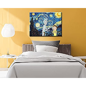 Catyendy Rick and Morty Canvas Wall Art Prints Oil Painting Posters Decor Boy's Room for Living Room Home Artwork Framed Ready to Hang 12" W x 16" H