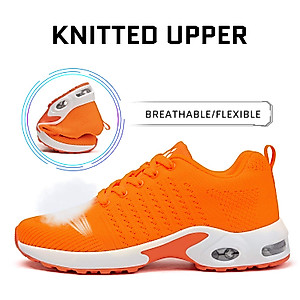 Mishansha Sneakers Women's Lightweight Air Cushion Gym Fashion Tennis Shoes Breathable Walking Running Athletic Sport Orange 8